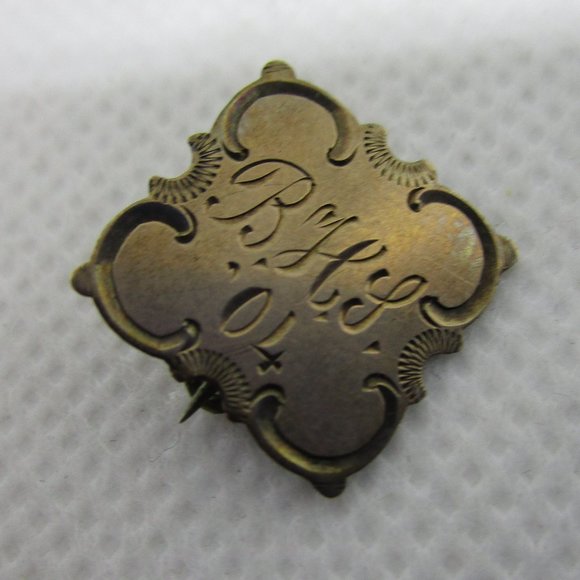 Jewelry | Tiny Antique Gold Plated Silver Monogram Pin | Poshmark